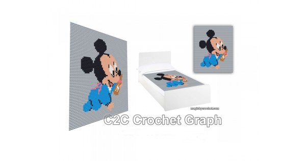 Baby Mickey Mouse, C2C Crochet Graph / Cross stitch, PDF Chart, No.213