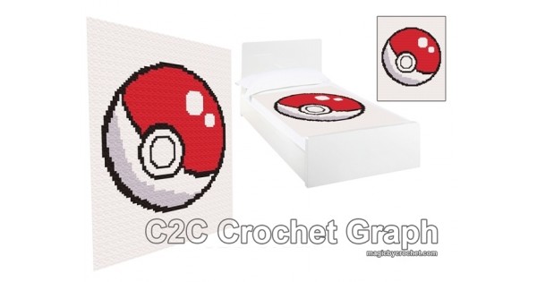 C2C crochet Graph, Pokeball PDF Chart, Instant Download, No.004